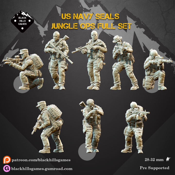 3D Printable US Navy Seals Jungle Ops (Full Set) by Black Hills Games